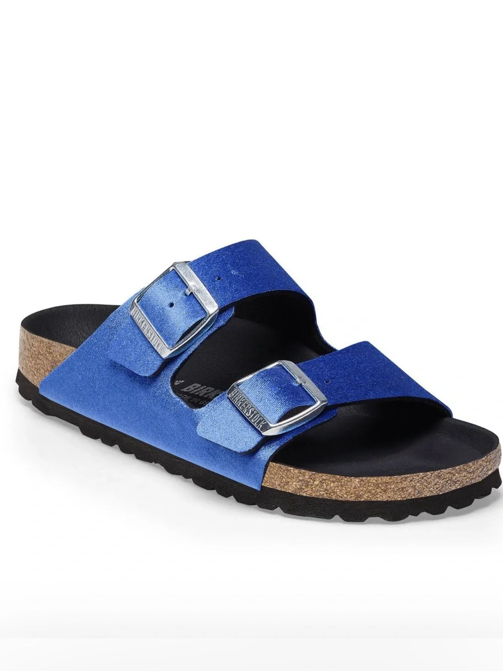 Birkenstock | Shoes | Birkenstock Blue Twostrap Velvet Slide With ...